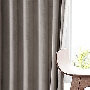 HPD HALF PRICE DRAPES Blackout Solid Thermal Insulated Window Curtain 50 X 96 Signature Plush Velvet Curtains for Bedroom & Living Room (1 Panel), VPYC-SBO161209-96, Library Taupe