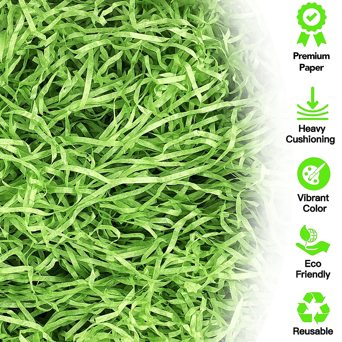 Wittocs Easter Green Grass Recyclable Paper Shred for Easter Basket Filler Creative Eggs Decor Filler Party Decoration Gift Packaging 200g
