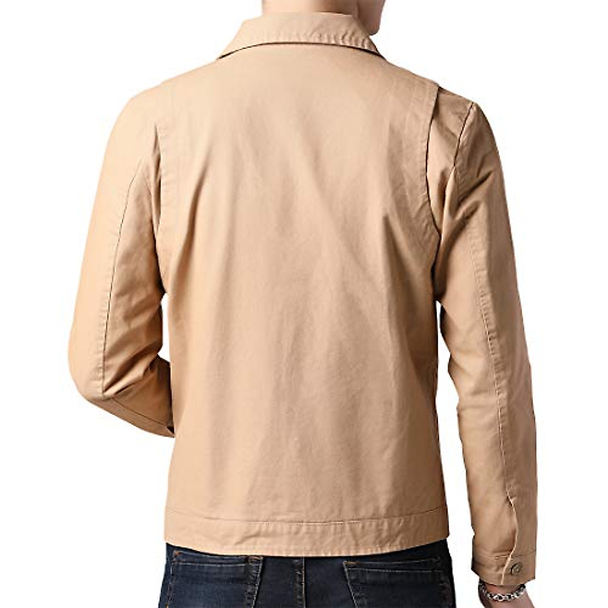 Womleys Mens Casual Windbreaker Cotton Lightweight Jackets Trucker Jacket (Large, Khaki)