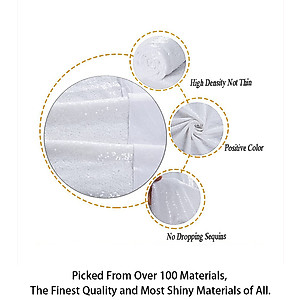 ShiDianYi White Sequin Fabric 3FT 1 Yard Sequin Fabirc for Sewing Glitter Fabric by The Yard White Sparkle Fabric for Dress Sequin Mesh Fabric for Baby Shower Party Decoration