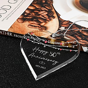 ZUNON 50th Ornament Wedding 50 Years Parents Couple Gift Hanging 2023 Christmas Mr Mrs Married Husband Wife Xmas Decorations Grandparents (50th