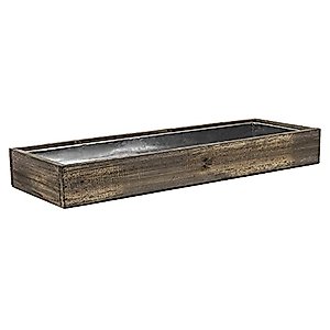 CYS EXCEL Wood Rectangular Planter Box with Removable Zinc Metal Liner (H:3" Open:24"x6") | Multiple Size Choices Wood Rectangular Planter | Indoor Decorative Window Box