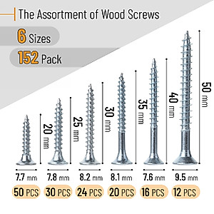 Mr. Pen- Wood Screws Assortment Kit, 152 pcs, Phillips Tips, Wood Screws, Screws, Assorted Screws, Screws Set, Flat Head Screws, Assorted Wood Screws, Screws Assortment, Screw Set Assortment