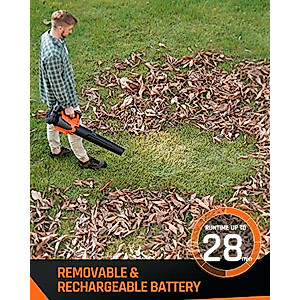 FIILPOW 20V 450CFM Cordless Leaf Blower, Variable Speed & Turbo Mode and Lock Dial, Handheld Brushless Blower with 4.0Ah Battery & Charger, Lightweight for Lawn Care/Yard Cleaning/Jobsit