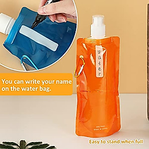 KASCNR 5pcs Collapsible Water Bottles Reusable Canteen Foldable Drinking Water Bags with Clip for Gym, Sports, Teams, Hiking, Camping,Biking,Outdoors,Beach,Traveling,Yoga & More,5 Colors（16 oz）