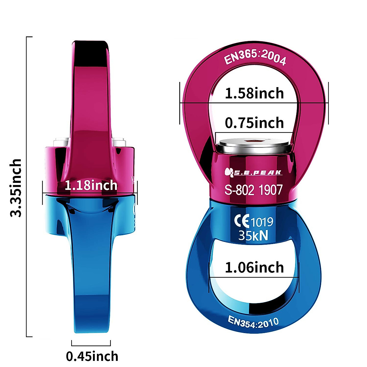 PROND Swing Swivel 35kN Safest Rotational Device, Swing Spinner, Carabiner Swivel, Climbing Rope Swivels for Children’s Web Tree Swing Setting, Aerial Dance, Hanging Hammock (Blue Red)