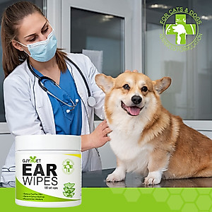Dog Eye Wipes, 120 Pet Tear Stain Wipes for Dogs and Cats, Dog Ear Wipes - Cat Dog Ear Cleaner,