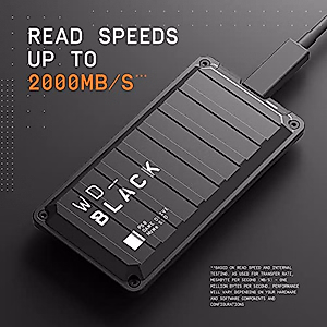 Western Digital 1TB P50 Game Drive SSD - Portable External Solid State Drive, Compatible with Playstation, Xbox, PC, & Mac, Up to 2,000 MB/s - WDBA3S0010BBK-WESN