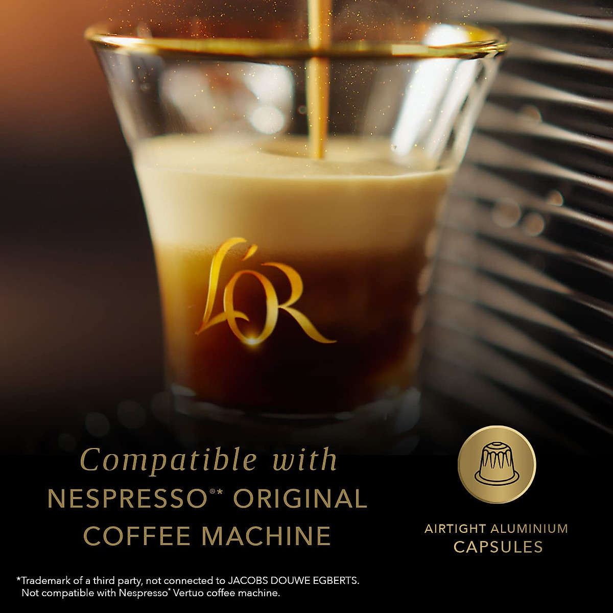 L'OR DECAF Espresso Capsules, 50 Count DECAF Ristretto, Single-Serve Aluminum Coffee Capsules Compatible with the L'OR BARISTA System & Nespresso Original Machines