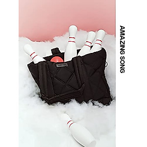 Amazing Song Large Quilted Tote Bag for Women, Puffer Shoulder Bag Designer Handbag Work Shopper with Zipper Down Tote, Soft Black