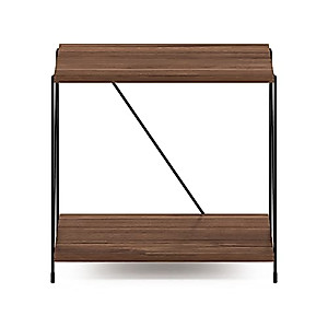 Furinno Besi Industrial Multipurpose Side Table with Metal Frame, Walnut Cove