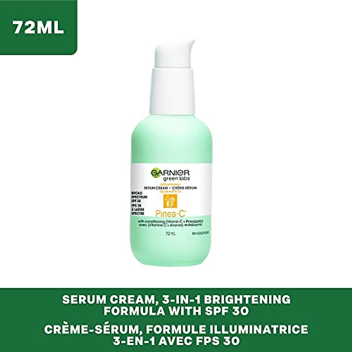 Garnier SkinActive Green Labs Pinea-C Brightening Serum Cream Moisturizer with SPF 30 and Vitamin C + Pineapple (Packaging May Vary)