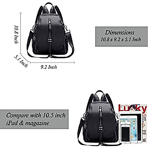 Convertible Genuine Leather Backpack Purse Casual Shoulder Bag Casual Daypack for Women Girls