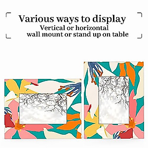 Yzrwebo Tropical Flowers 5x7 Picture Frame Colourful Flower Wood Photo Frames High Transparent Horizontal and Vertical Tabletop Display or Wall Mounting for Family Home Gallery Office