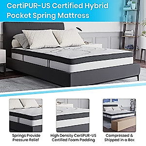 Merrick Lane Luna 10 Inch Hybrid Full Size Mattress CertiPUR-US Certified Foam & Pocket Spring Mattress in a Box