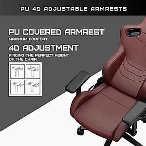 Anda Seat Kaiser Frontier Maroon PVC Leather Gaming Chair - XL Premium Ergonomic Gamer Chair for Adults, Video Game Chairs with Memory Foam Neck Pillow & Lumbar Back Support - Office Computer Seat