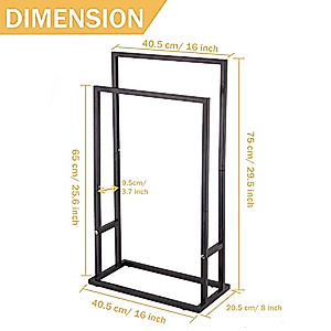 Free Standing Towel Rack, 2 Tier Stainless Steel Black Towel Racks for Bathroom, Hand Towel Drying Rack Stand Holder for Outdoor, Blanket Rack, ALHAKIN