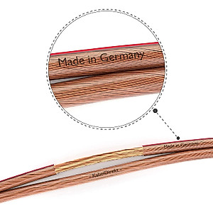 KabelDirekt – Pure Copper Stereo Audio Speaker Wire & Cable – Made in Germany – 14 AWG Gauge – 100 feet – (for HiFi Speakers and Surround Sound Systems, Pure Copper, with Polarity Markings)