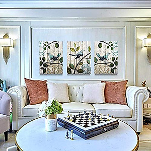 Bird On The Branch 3 Piece Abstract Canvas Wall Art For Living Room Wall Decor For Bedroom Kitchen Decorations Abstract Hang Posters Canvas Prints Artwork Modern Framed Bathroom Home Decoration