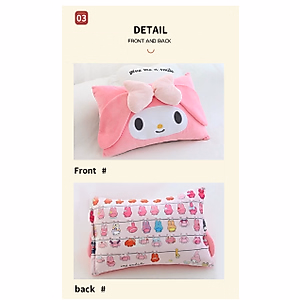 Cartoon Cute Pillowcase Anime Double Sided Plush Pillowcase Girl Bedroom Decoration Cute Cotton Pillowcase + Cute Cartoon Hairpin (Black+Pink)