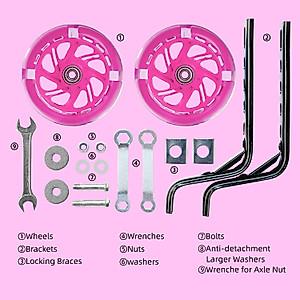 PRUNUS Flash Bike Training Wheels for 14 16 18 20 Inch.Training Wheels for Kids Bike is Heavy Duty.Bicycle Training Wheels is Suitable Single Speed Bike