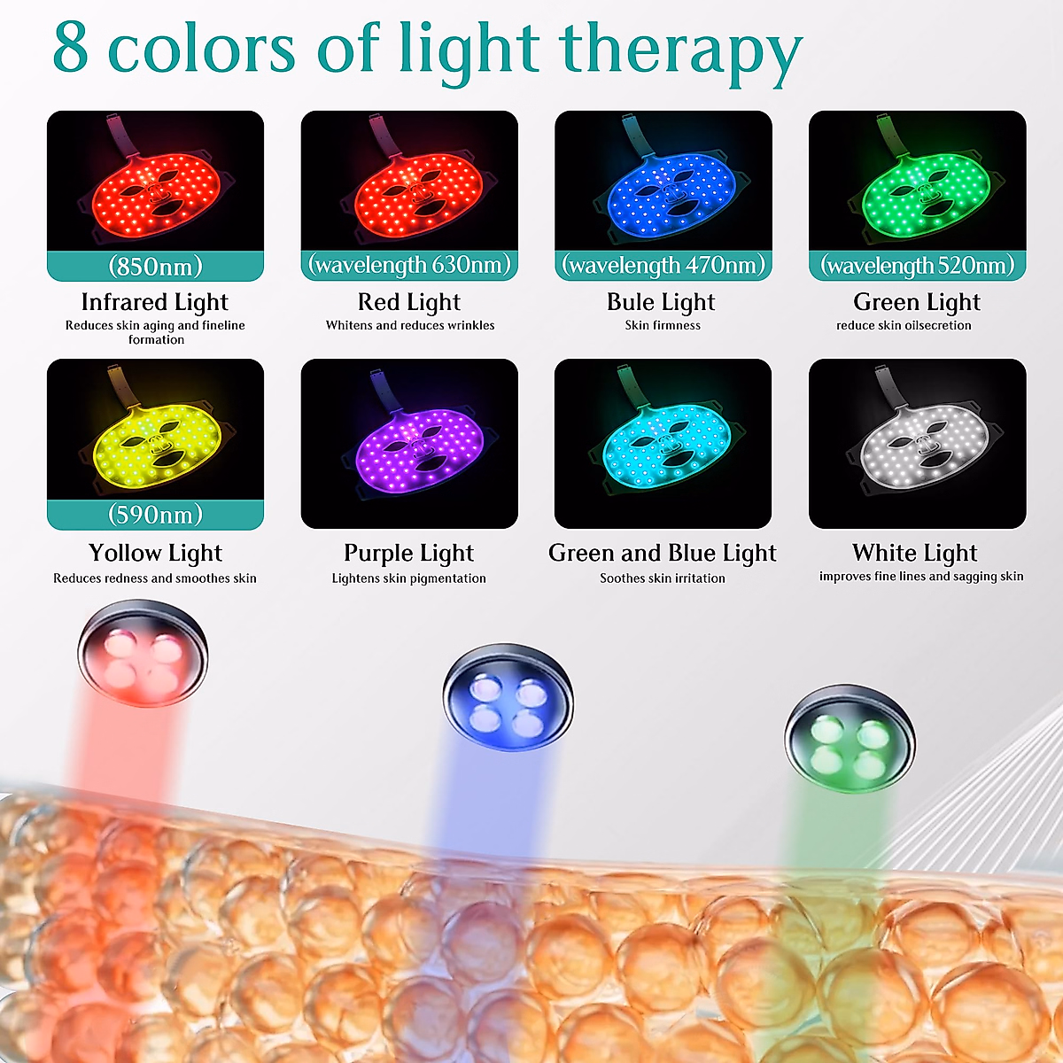 Red Light Therapy for Face, Led Contour Face Mask Light Therapy, 7+1 Color Near-infrared 850 Led Light Mask Portable and Rechargeable, Red Light Therapy At Home and Wireless Led Face Mask[BMask Pro]