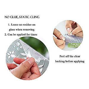 Niviy Excellent Quality 3D Static Cling Window Film Self Adhesive Window Covering Decorative Flower Privacy Film for Window 17.7" x 78.7"