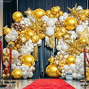 KatchOn, Large Gold Balloons - 22 Inch, Pack of 14 | Gold Foil Balloons for Gold Party Decorations | Round 4D Chrome Gold Balloons, Gold Mylar Balloons | New Years Balloons, New Years Decorations 2025