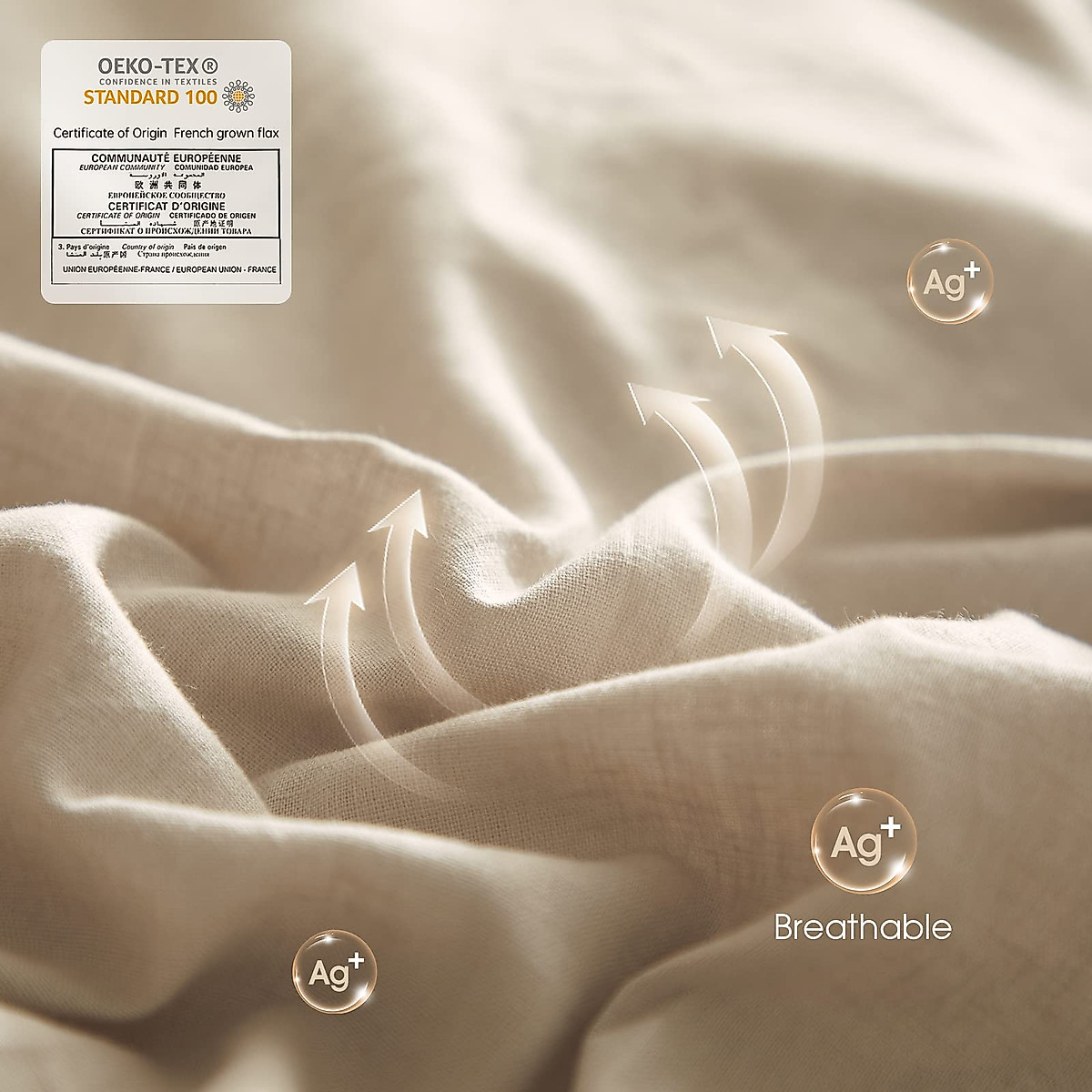 Grassix 100% Linen Duvet Cover King - Super Soft French Linen Comforter Cover Breathable Duvet Cover for Hot Sleepers 1 Duvet Cover and 2 Pillowcases