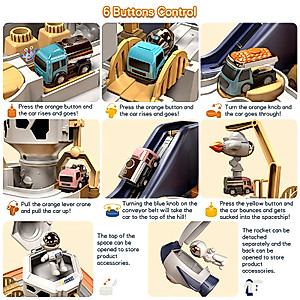 Mostop Kids Race Track Game Car Adventure Toy for 3 4 5 6 7 Years Old Boys Girls, Spaceship Puzzle Rail Track City Rescue Playset Magnet Toy Educational Learning Toddler Race Track with 3 Mini Cars