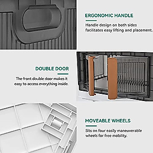 YITAHOME Storage Cabinet, Foldable Storage Bins with Clear Double Door, 19 Gal Large Storage Containers Stackable Storage Box for Groceries, Toys, Books (1 Pack, White)