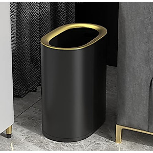 1.6 Gallon Oval Stainless Steel Small Trash Can Wastebasket, Garbage Container Bin Open Top Wastebasket for Bathroom, Kitchen, Office, Hotel, Home (Black)