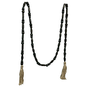 MMI Decor/Boho Wooden Beads Garland with Jute Tassels / 90” / Shelf décor/Coffee Table/Seasonal décor/Drapery tie Back /