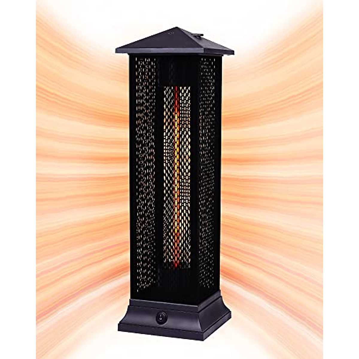 Star Patio Electric Patio Heater, Freestanding Outdoor Heater, 1500W Infrared Heater with Matte Black Finished, Tip-Over Protection, Silent Heating, IP55 Outdoor Heaters, STP1299-RMHD-M
