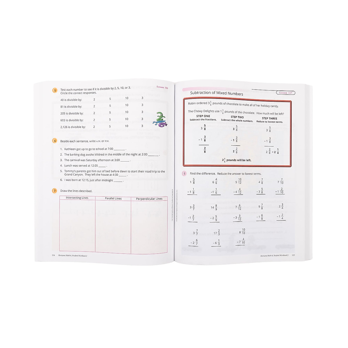 Horizons Math 4 SET of 2 Student Workbooks 4-1 and 4-2