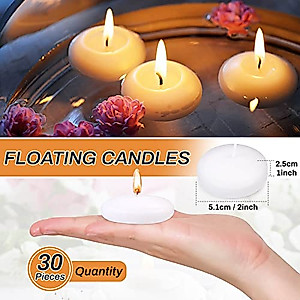 2 Inches White Floating Candles for Centerpieces, 30 Pack Smokeless & Dripless Floating Candles, Water Candles Floating for Vases, Centerpieces at Wedding, Party, Pool, Special Occasions