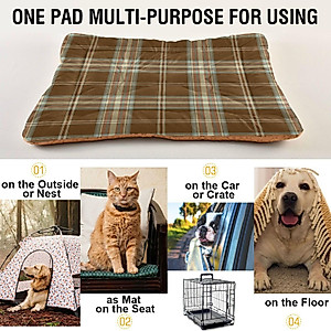 YETTASBIN Brown Plaid Crate Pet Bed, Portable Washable Dog Cat Mat, Soft Comfortable Pet Mattress with Non-Slip Bottom for Dogs Cats Sleeping, 24 x 18 Inch