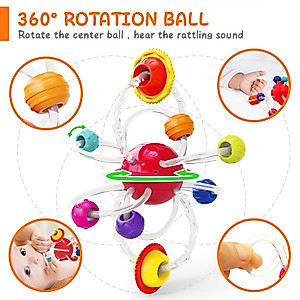 Teething Toys for Babies 0-6 Months, Baby Rattle & Sensory Teether Toys 6 to 12 Months, Multi Sensory Learning Toy Baby Teether Grasping/Crawling Toy for 3-6 Months Newborn, Infant, Boy and Girl Gift