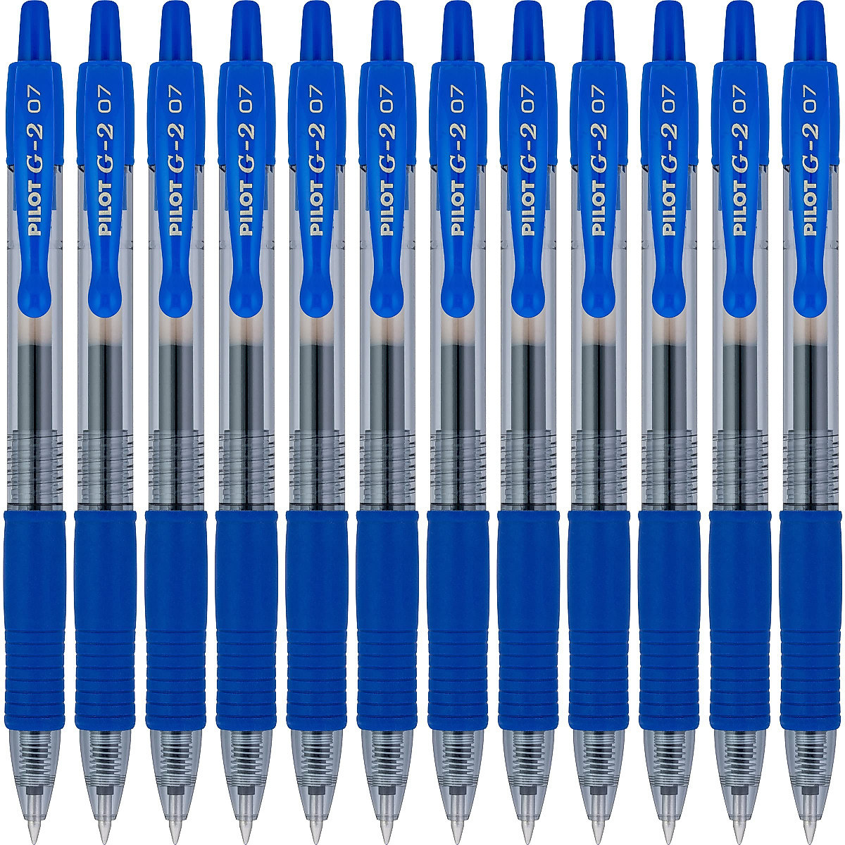PILOT G2 Premium Refillable & Retractable Rolling Ball Gel Pens, Fine Point, Blue Ink, 12 Count (31021)