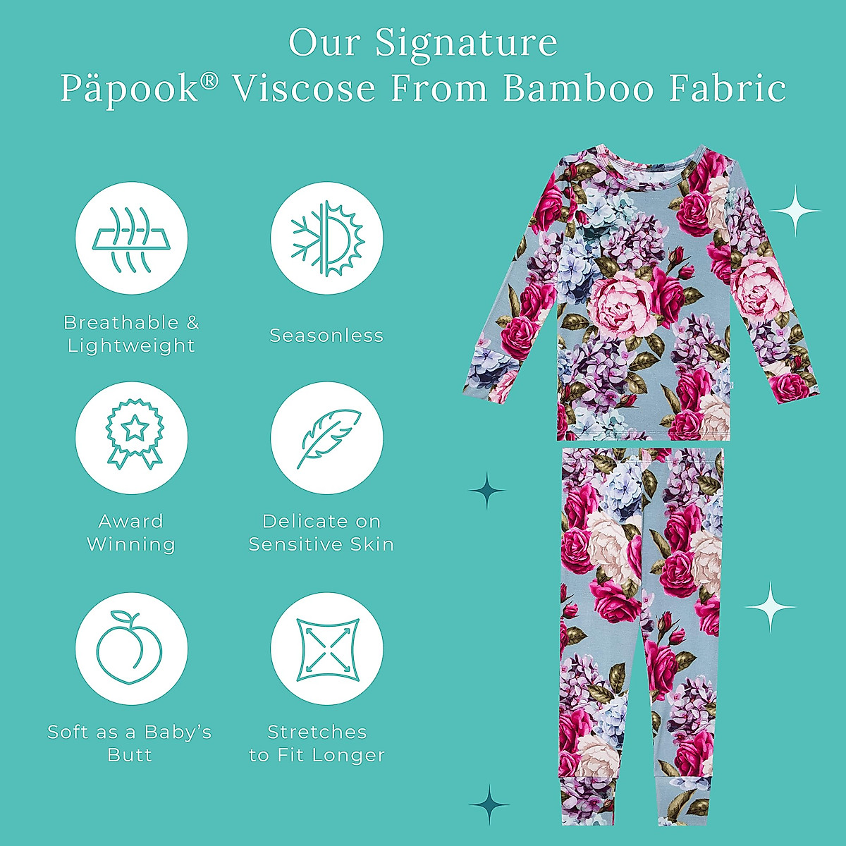Posh Peanut Girls Pajamas - Soft, Viscose from Bamboo PJs for Kids - Matching, Long Sleeve Toddler Pajamas for Girls (6-12 Months) Lacey