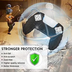 SIKEMAY PS5 Controller Cover, 2Pcs Anti-Slip PS5 Controller Skin with 4 Grips, Soft Silicone Protective Case for PS5 Controller, PS5 Controller Skin for Wireless Controller (Black)