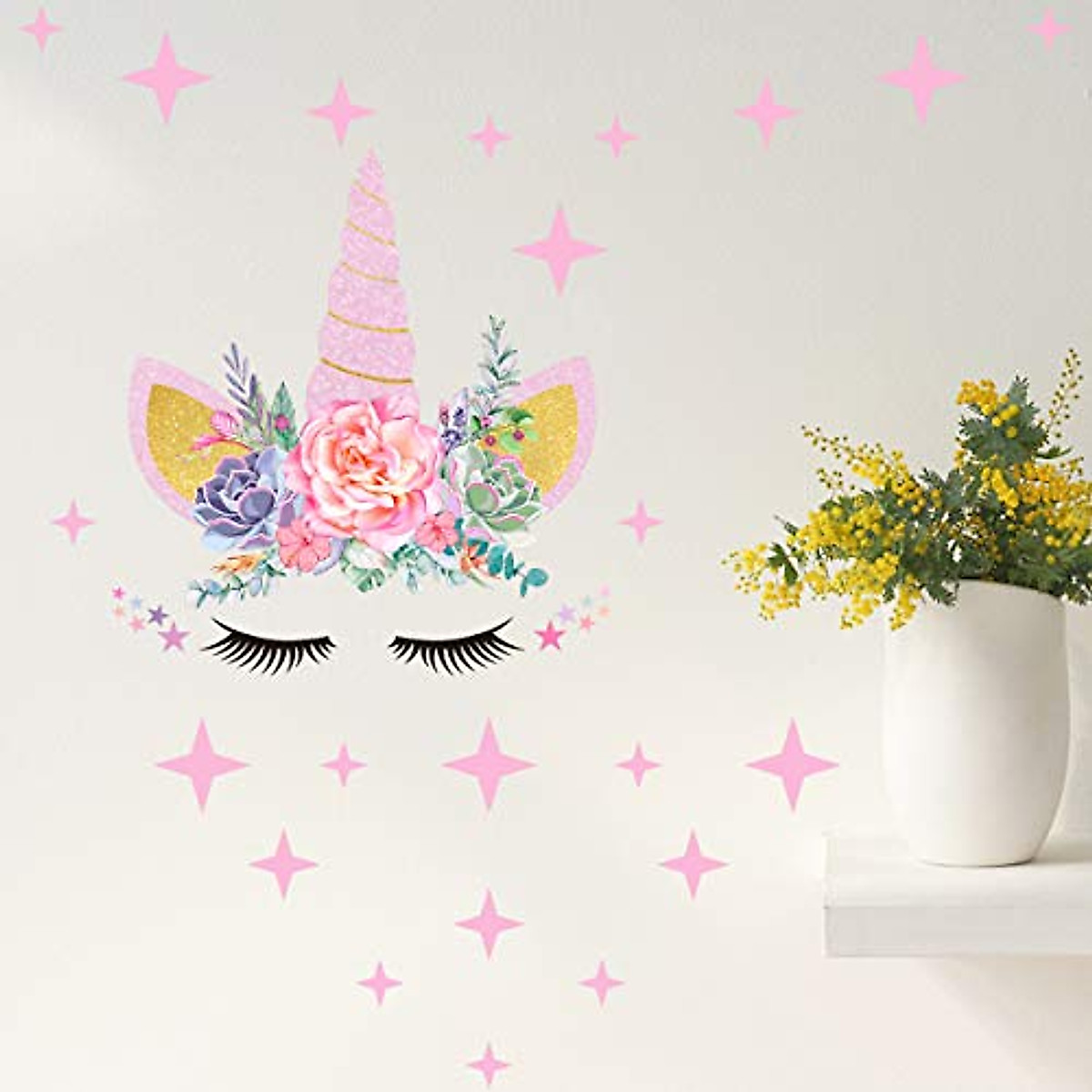 Mozamy Creative Unicorn Wall Decals Girls Wall Decals Nursery Wall Decor Girls Bedroom Decals Peel and Stick Wall Decals