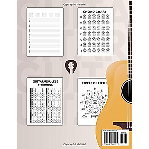Guitar Tablature Notebook with Extra Charts: Blank Guitar Tablature Paper, Standard Tab Manuscript Paperback Chord Chart Ukulele Strumming, Circle of Fifths