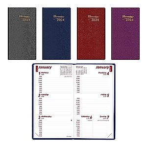 Brownline 2024 Traditional Weekly Pocket Planner, Appointment Book, 12 Months, January to December, Perfect Binding, 6" x 3.125", Assorted Colors (CB403.ASX-24)