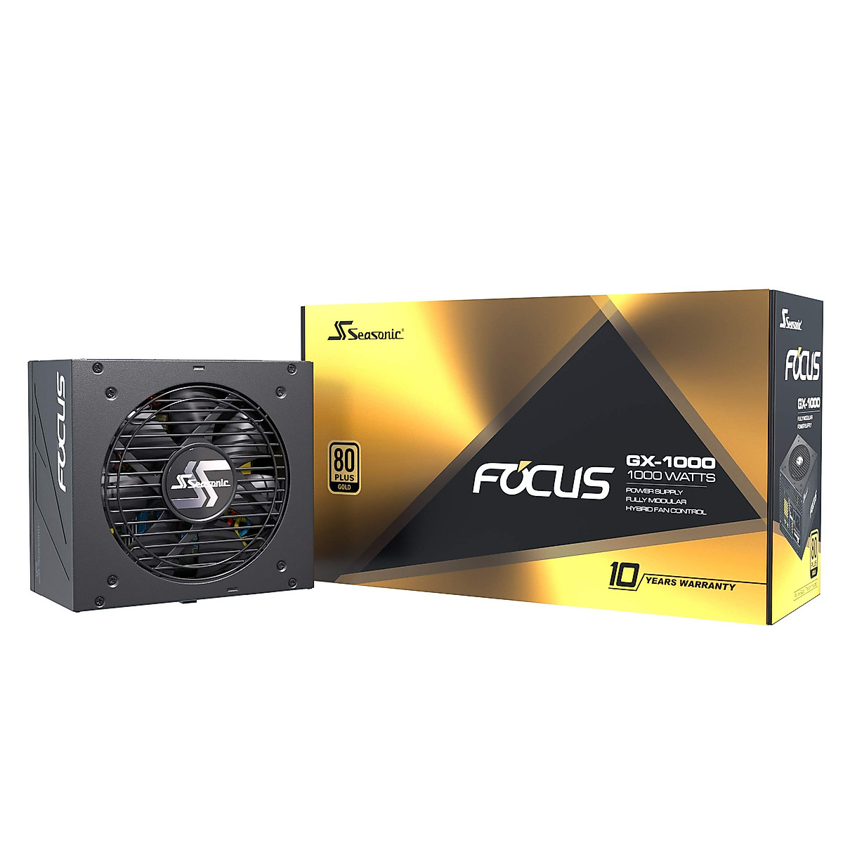 Seasonic Focus GX-1000, 1000W 80+ Gold, Full-Modular, Fan Control in Fanless, Silent, and Cooling Mode, 10 Year Warranty, Perfect Power Supply for Gaming and Various Application, SSR-1000FX.