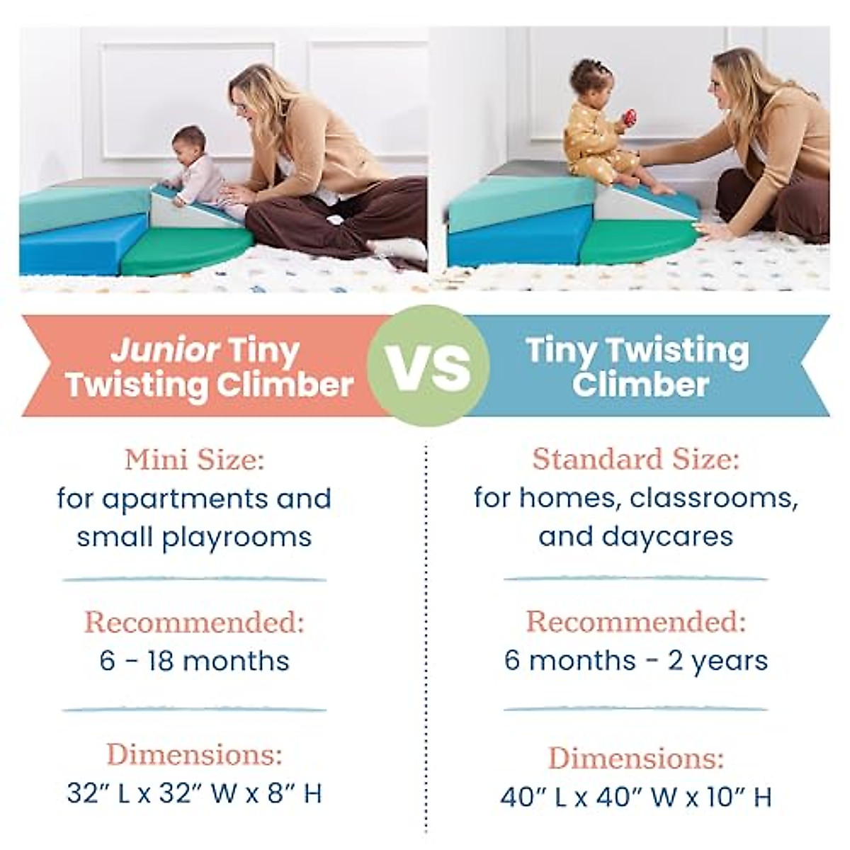 ECR4Kids SoftZone Tiny Twisting Climber, Beginner Playset, Contemporary, 5-Piece