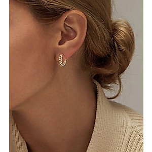 Gold Hoop Earrings Set 14k Gold Plated Huggie Earrings Hypoallergenic Chunky Thick Jewelry for Multiple Piercing Christmas Gift for Women