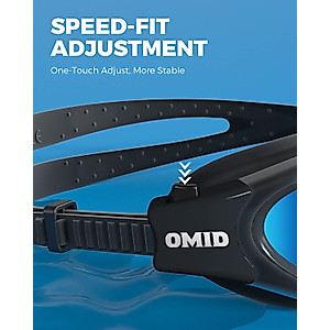OMID Swim Goggles, Comfortable Polarized Swimming Goggles, Anti-Fog Leak Proof UV Protection Crystal Clear Vision Swim Goggles for Men Women Adult (Black Blue)