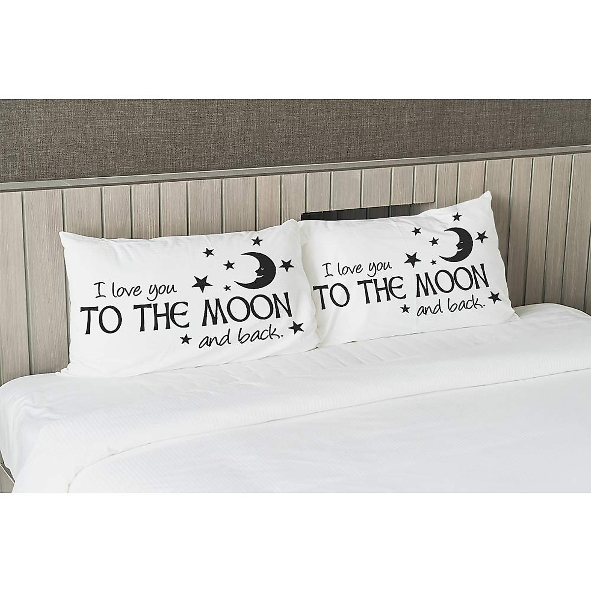 EKOBLA Throw Pillow Cover I Love You to The Moon and Back Letter Handwritten Doddle Design Stars Black White Decor Lumbar Pillow Case Cushion for Sofa Couch Bed Standard Queen Size 20x30 Inch