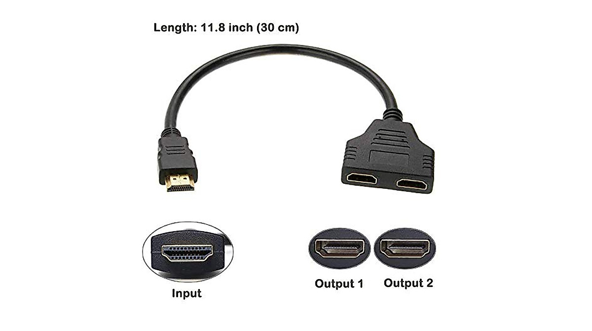 HDMI Splitter Cable 1080P Dual HDMI Output for Home & Gaming